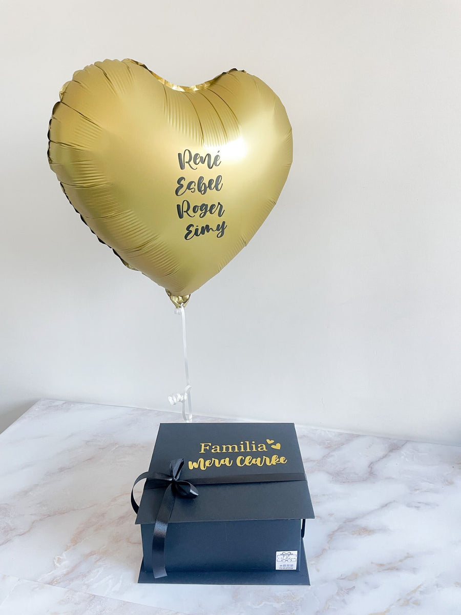 Caja Personalizada Fresas Con Chocolate Bombones Rosas Y Globo Metal